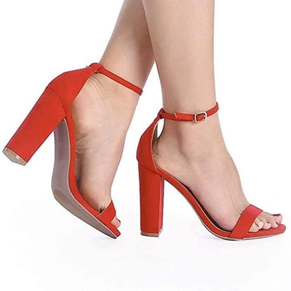 Dream Pairs | Shoes | Dream Pairs Red Ankle Strap Block Heels | Poshmark